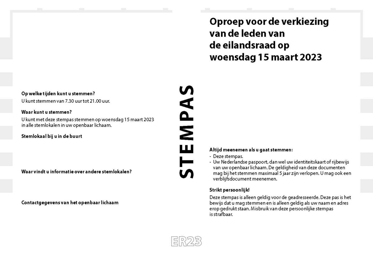 Openbaar Lichaam Bonaire: Stempassen worden verstuurd